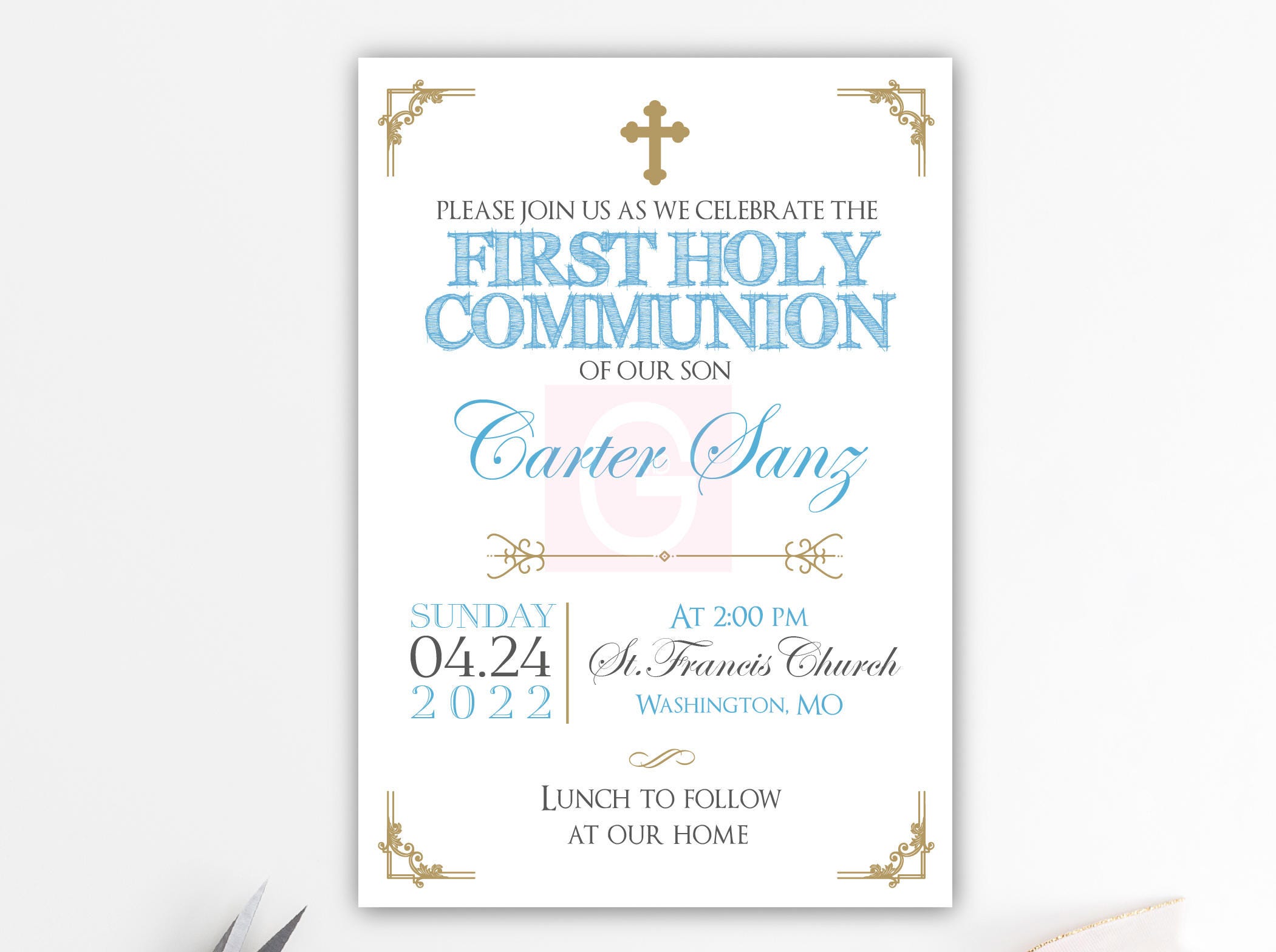 First Communion Invitation Boy First Communion Boy First - Etsy