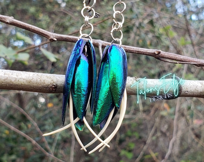 Beetle Wing and Rattlesnake Rib Earrings - Real Wings - Real Ribs ...