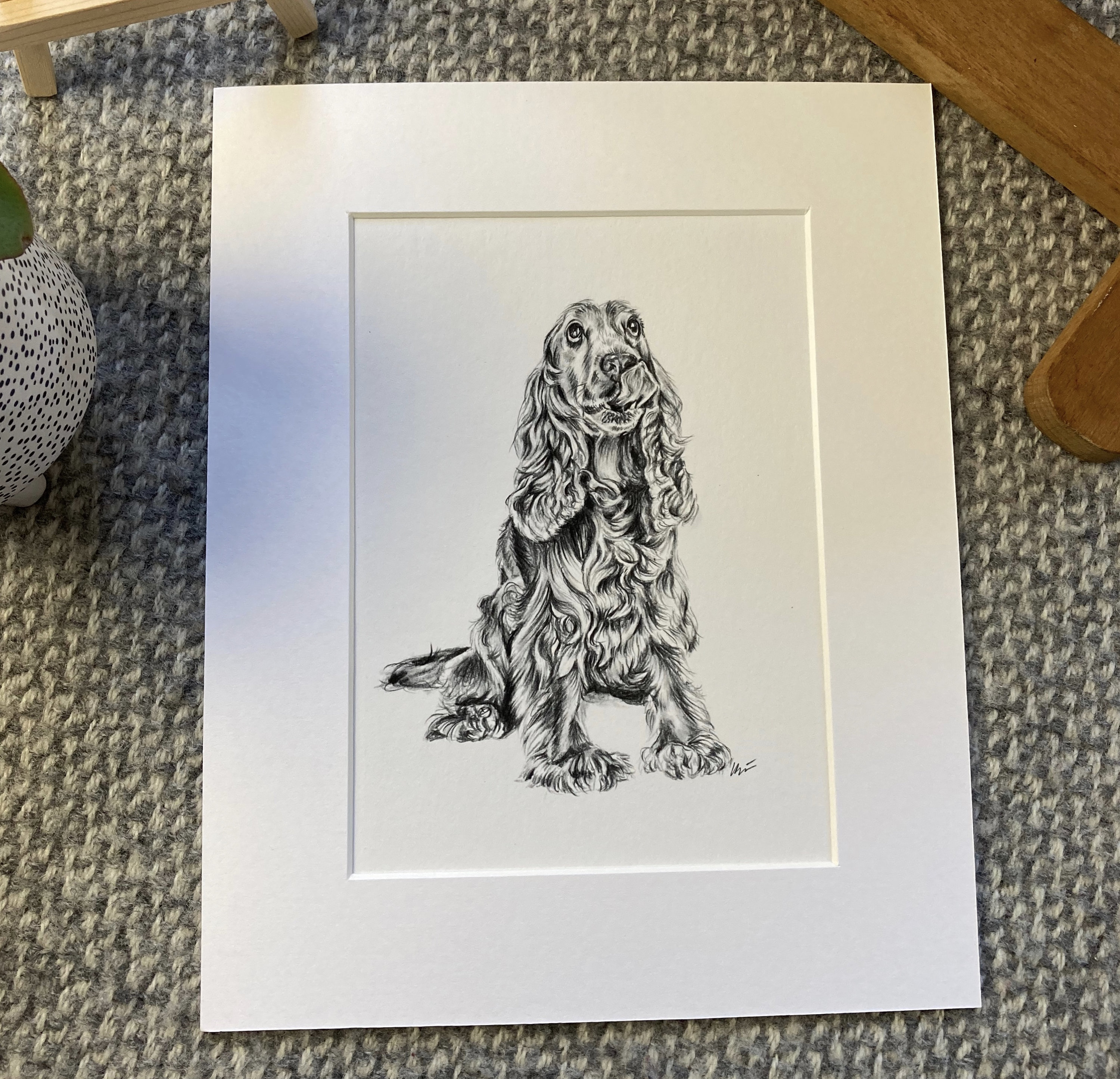 Cocker Spaniel Pencil Sketch Print, Cocker Spaniel Giclee Print, Cocker ...