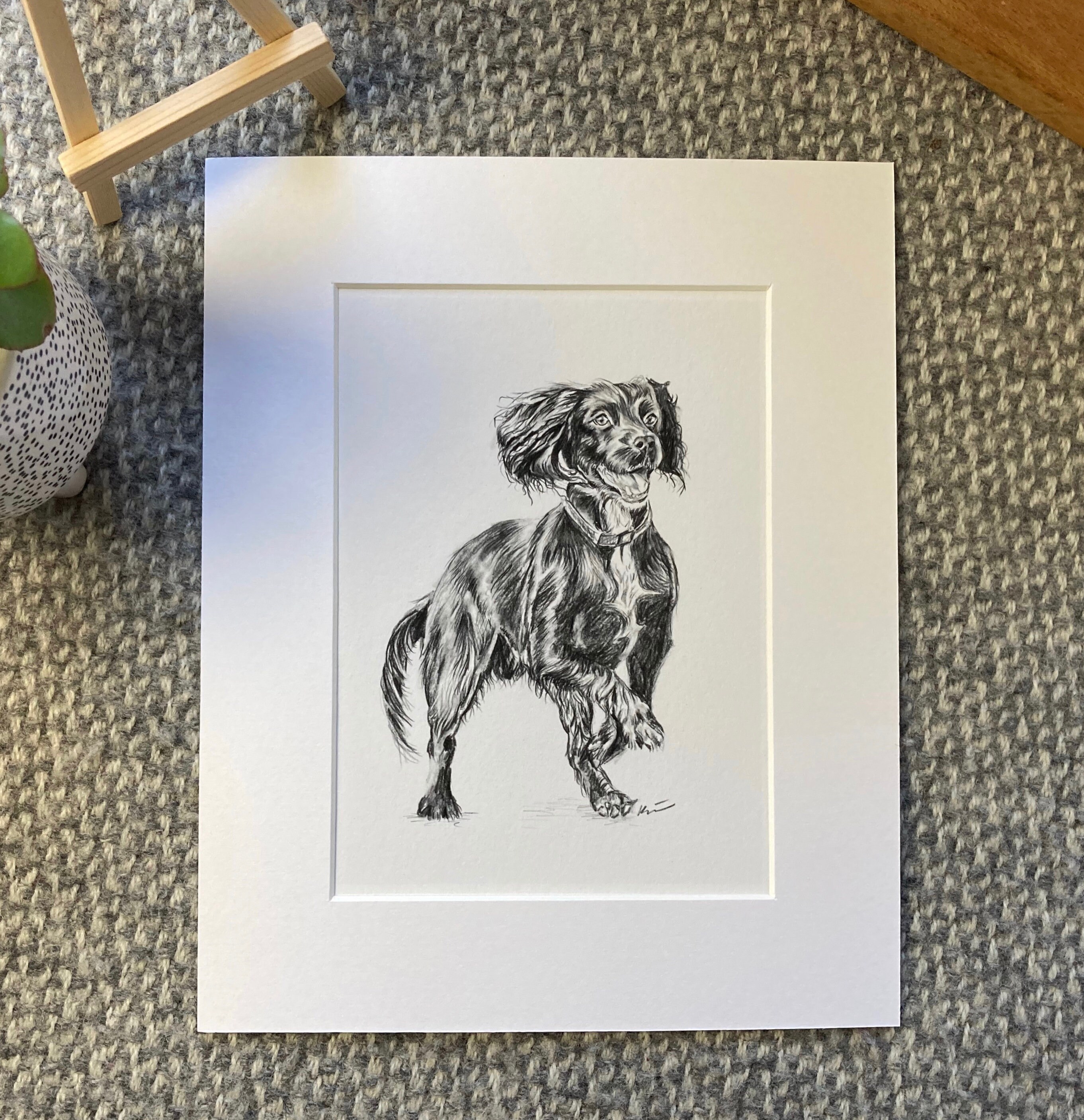 Working Cocker Spaniel Pencil Sketch Print, Working Cocker Print ...
