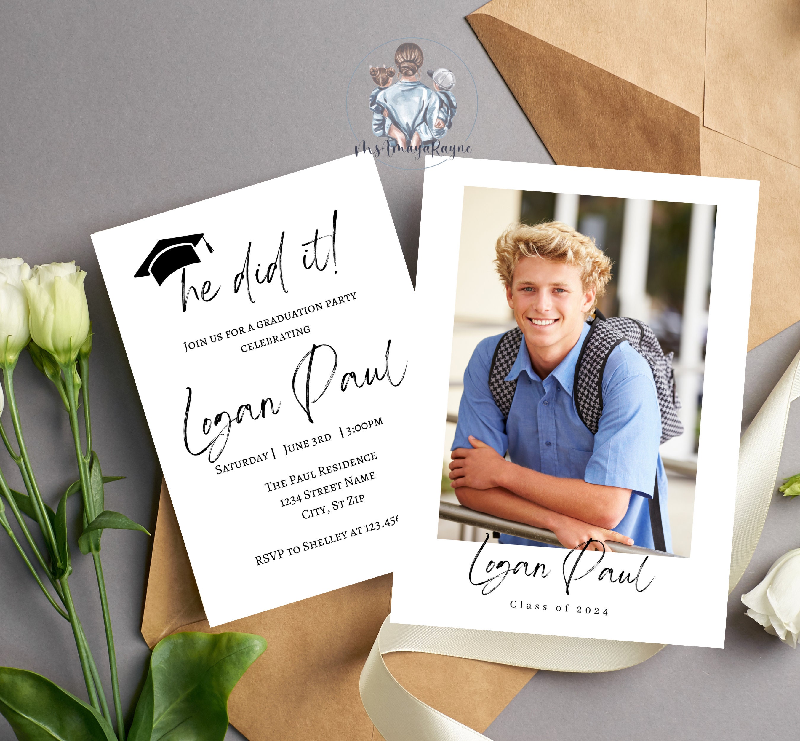 Minimalist High School Senior Graduation Digital Invitation ...