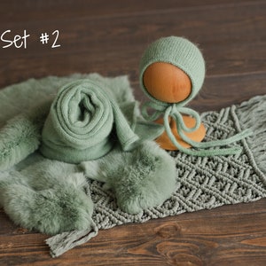 Sage Photo Props Set for Newborn Photography, Newborn Macrame Rug ...