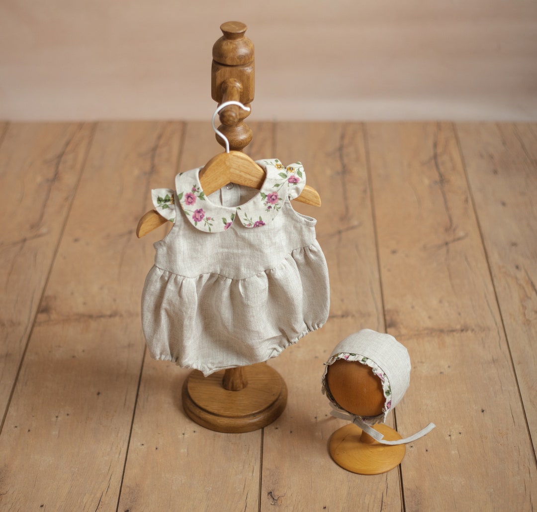 Baby Linen Sets, Baby Girl Linen Romper, Baby Linen Apparel, Linen Boho ...