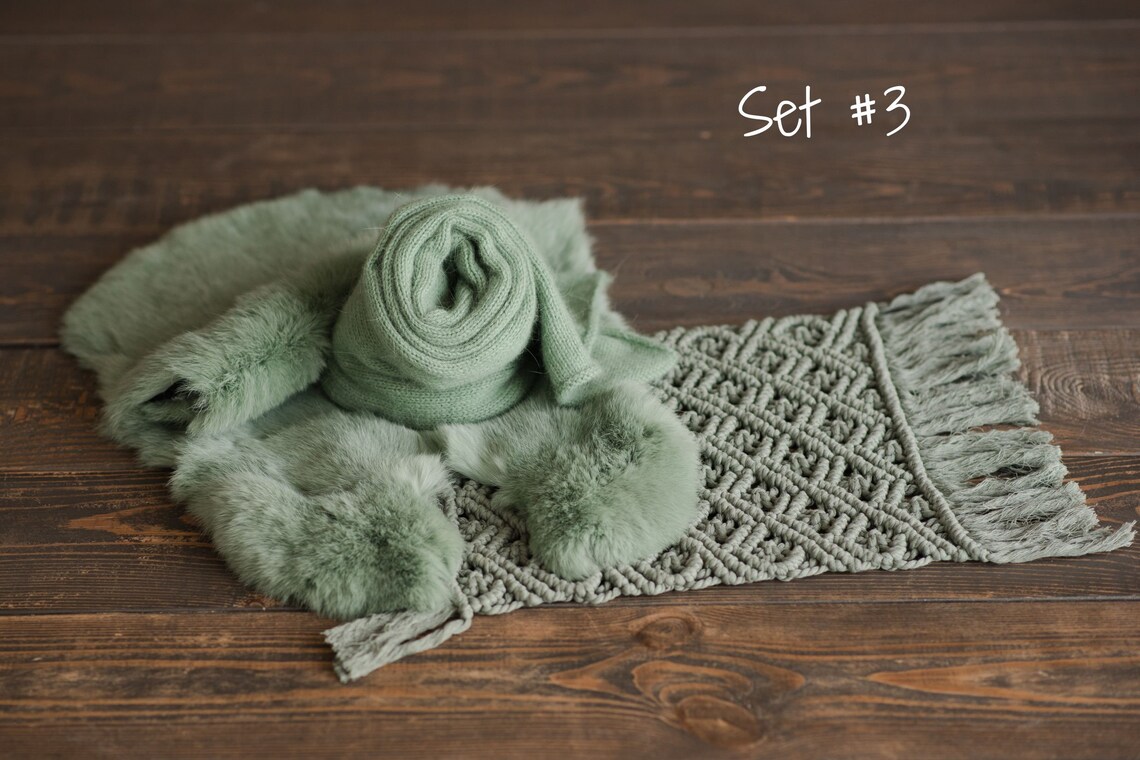 Sage Photo Props Set for Newborn Photography Newborn Macrame - Etsy