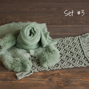 Sage Photo Props Set for Newborn Photography, Newborn Macrame Rug ...