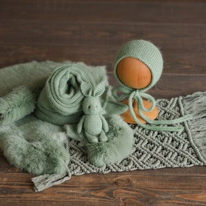 Sage Photo Props Set for Newborn Photography, Newborn Macrame Rug ...