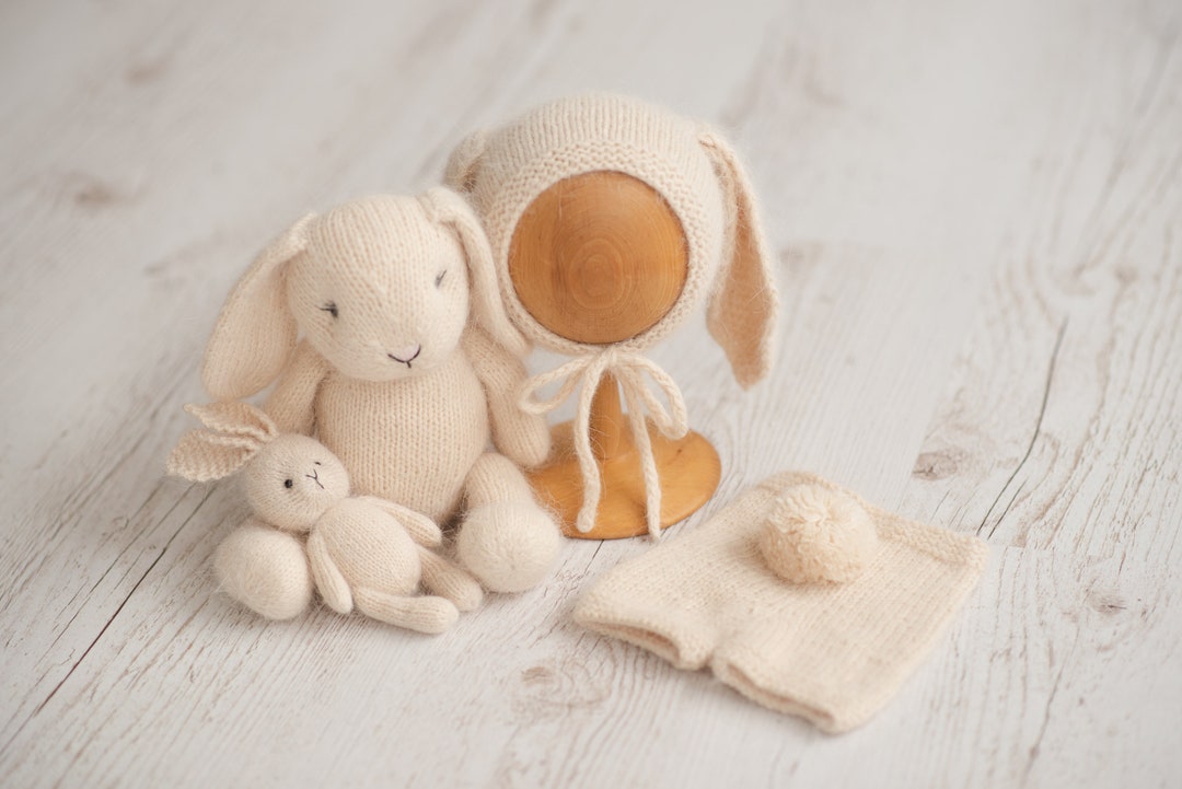 Angora Wool Knitted Baby Rabbit Hat – Newborn Bunny Outfit Prop - Etsy