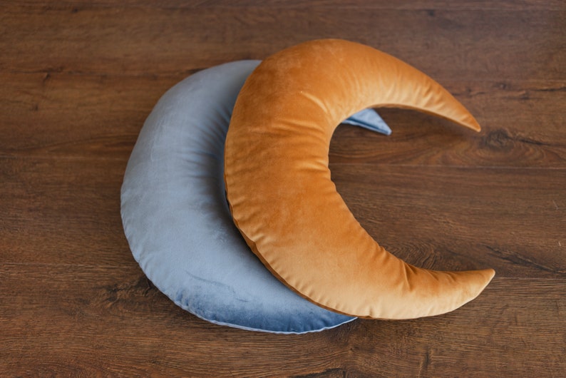 Removable Newborn Velvet Moon Pillow with StarsSuede Crescent | Etsy