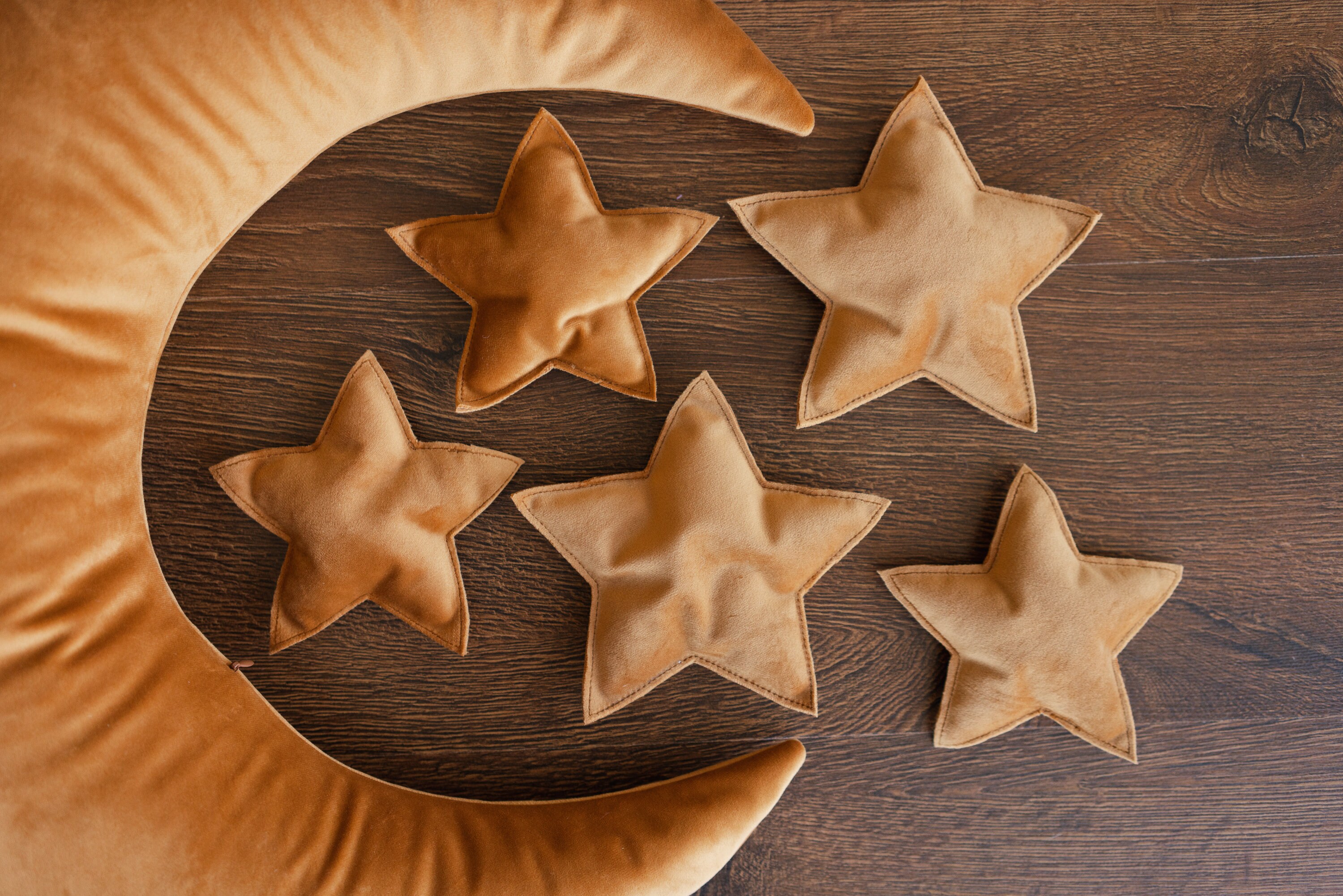 Removable Newborn Velvet Moon Pillow with StarsSuede Crescent | Etsy