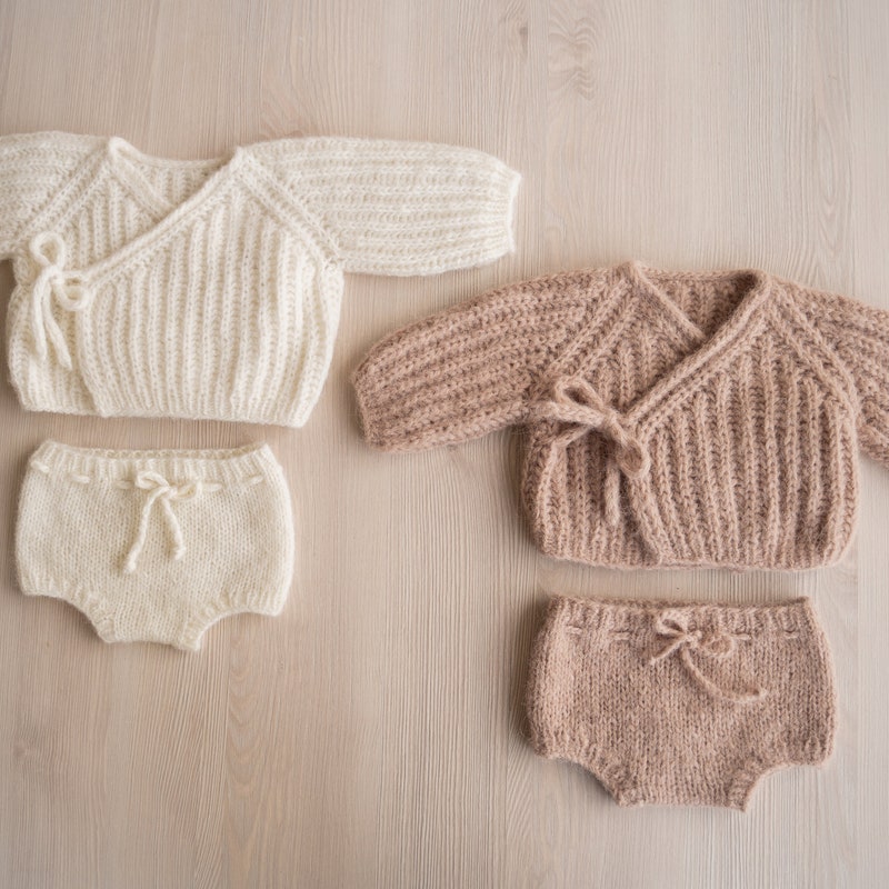 Knitted Newborn Baby Set - Etsy