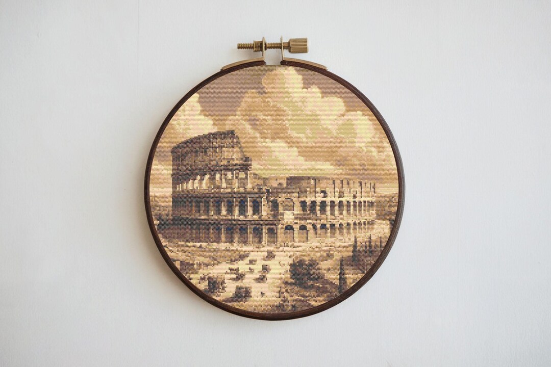 Cross Stitch Pattern PDF Featuring an Ancient Print of the Colosseum in ...