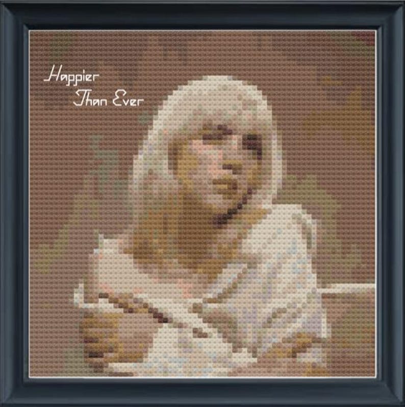 Billie Eilish Cross Stitch Pattern Happier Than Ever Album Cover Art ...