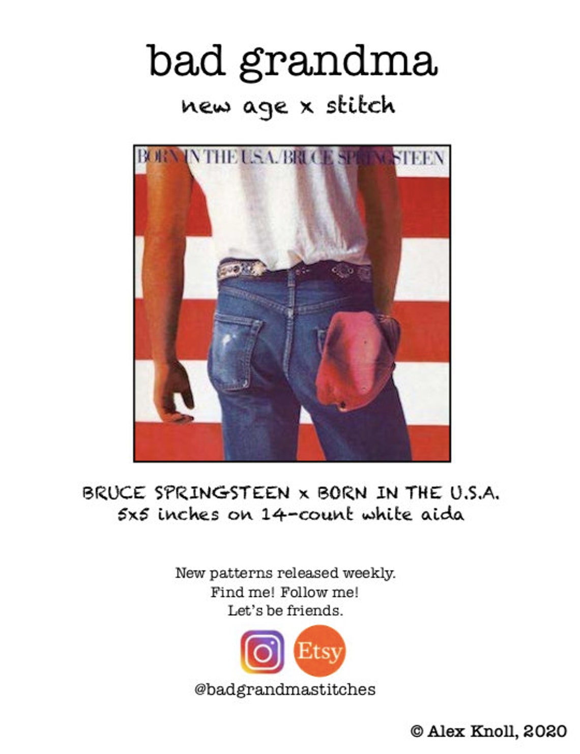 Bruce Springsteen Cross Stitch Pattern Born in the USA Album | Etsy