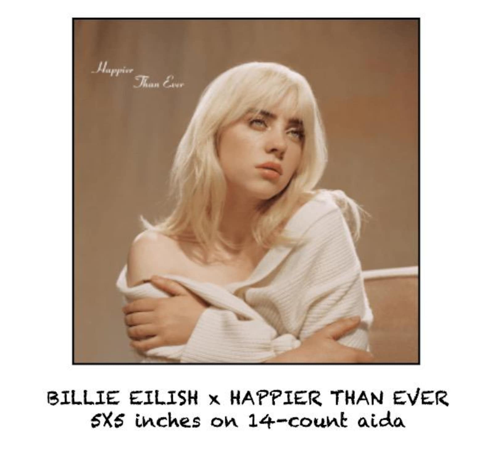 Billie Eilish Cross Stitch Pattern Happier Than Ever Album Cover Art ...