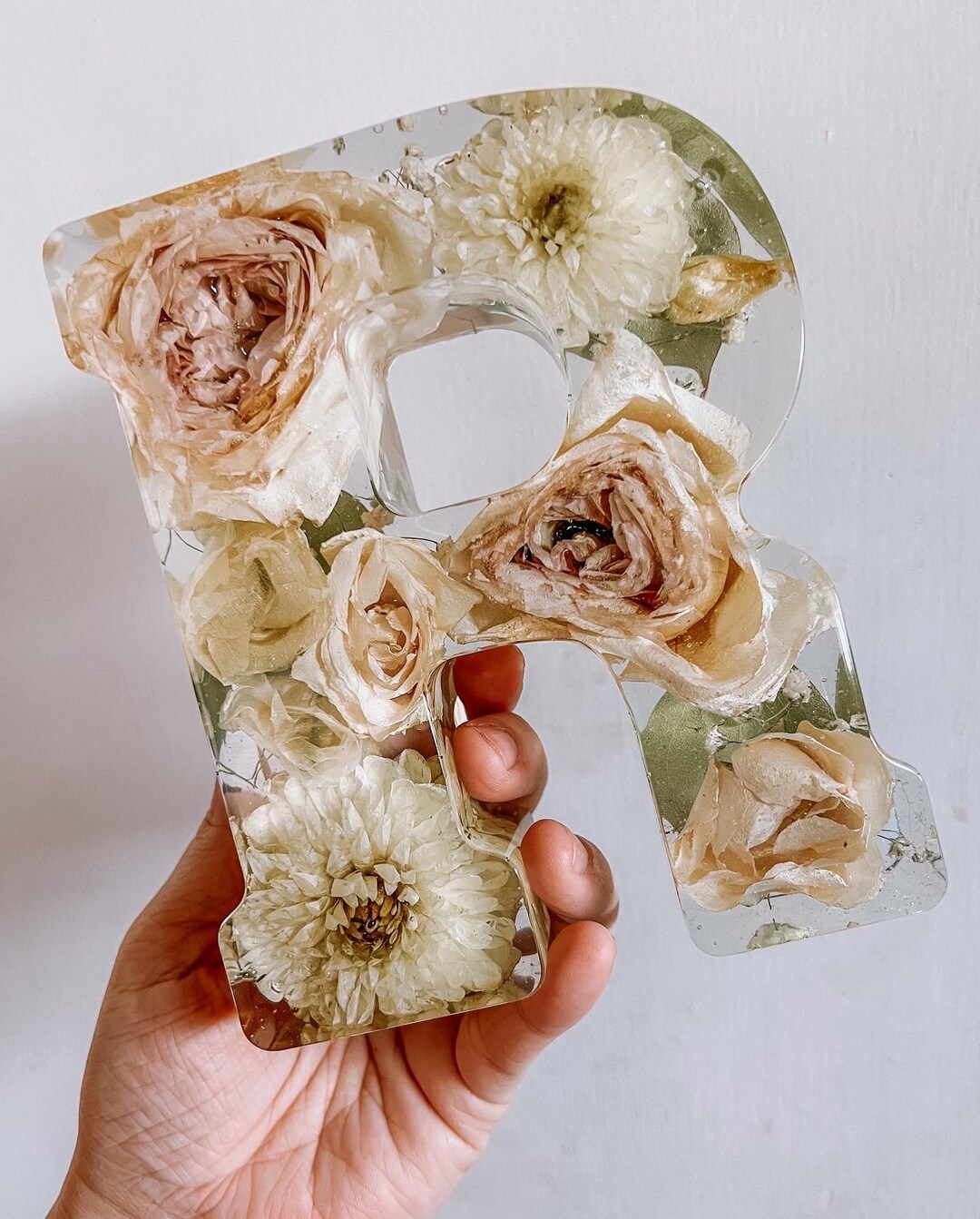 Alphabet Letter Preserved Bouquet Block, Dried Flower 3D Letter Block ...