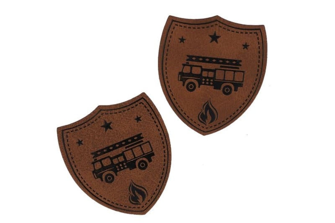 Artificial Leather Labels fire Brigade 5 Pieces. Labels Sew for ...