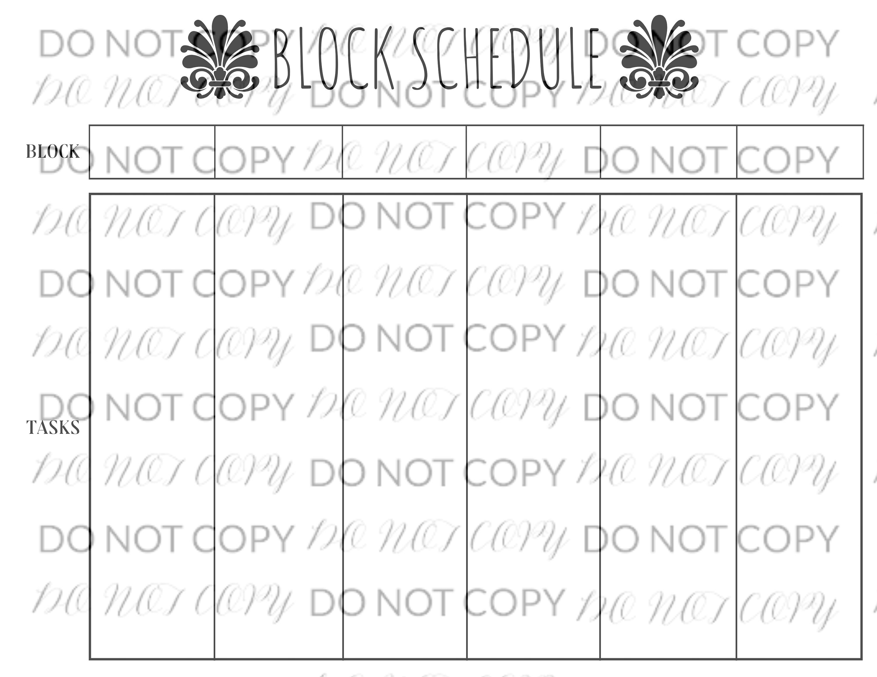 Block Schedule, Digital Download, Printable, PNG - Etsy