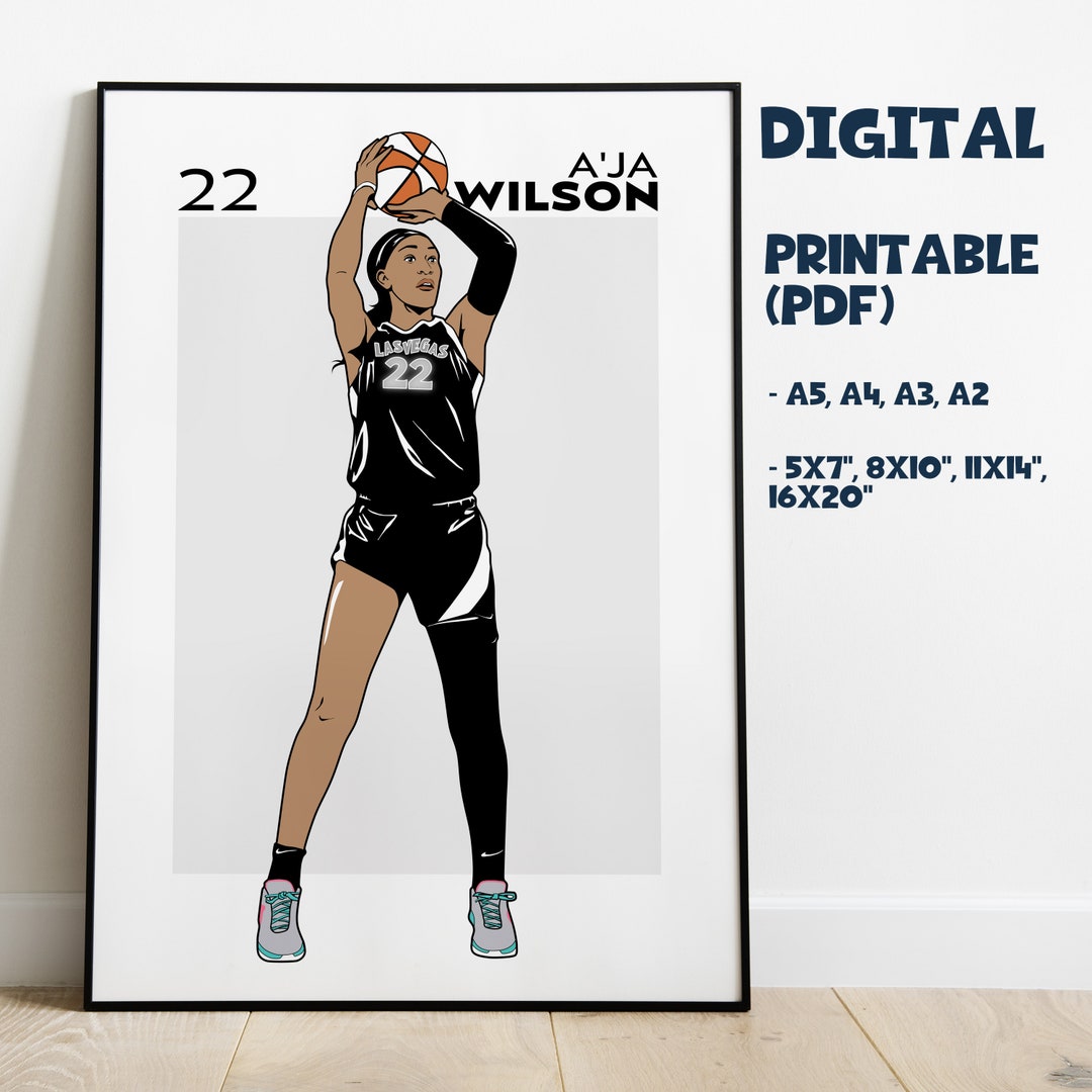 A'ja Wilson Poster, A'ja Wilson Print, Basketball Art, Basketball Print ...