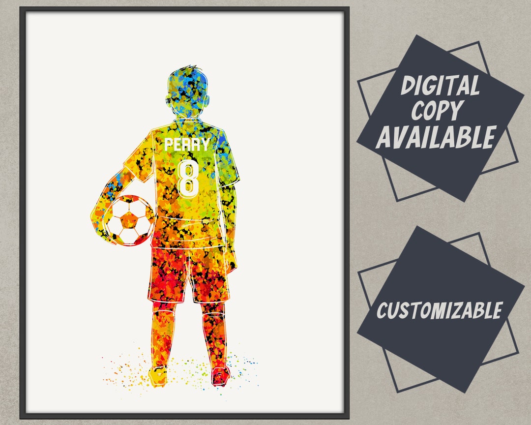 Custom Boy and Girl Football Poster, Personalized Soccer Art, Soccer ...