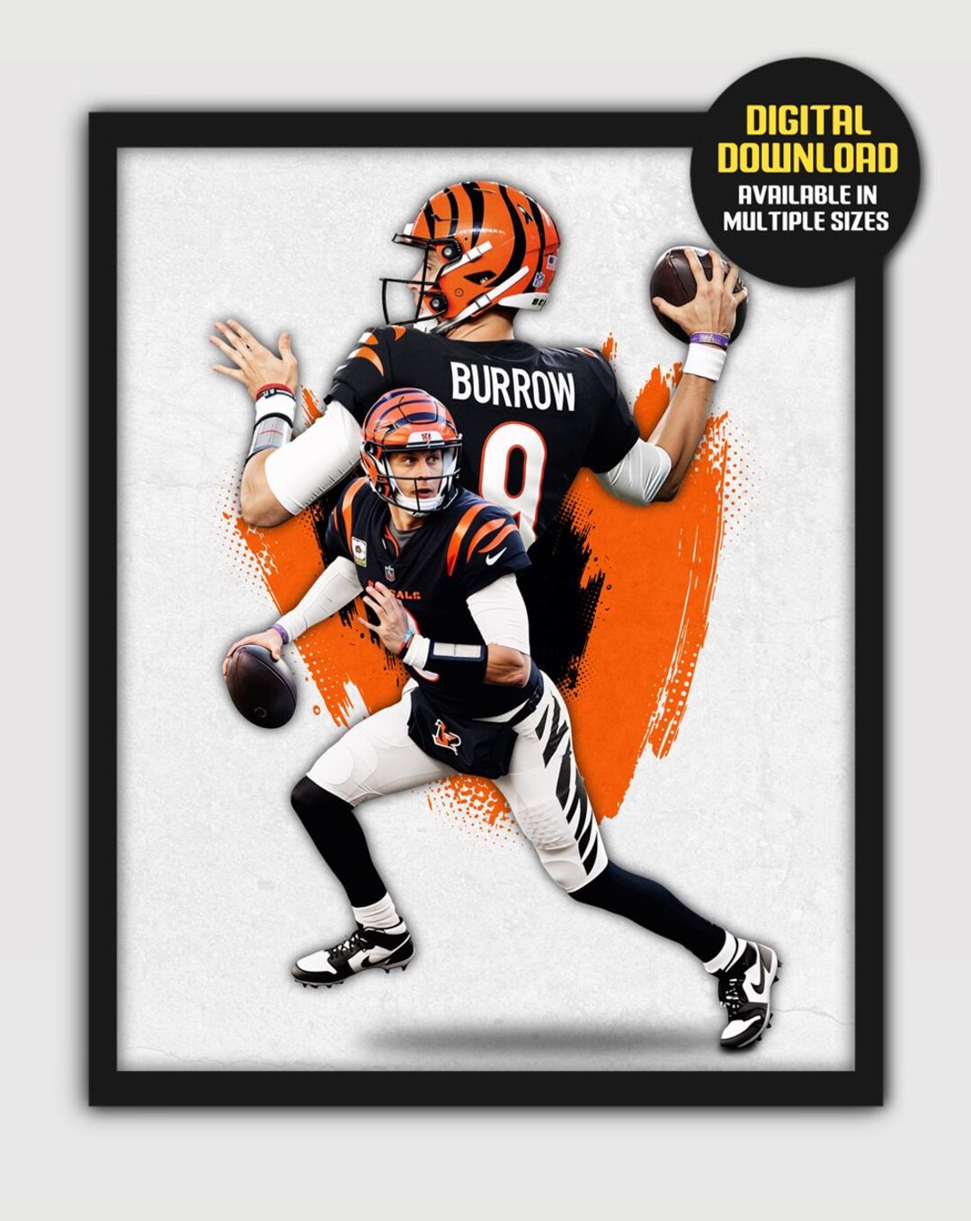 Joe Burrow Football Poster: Sports Room Wall Art (digital Download) - Etsy