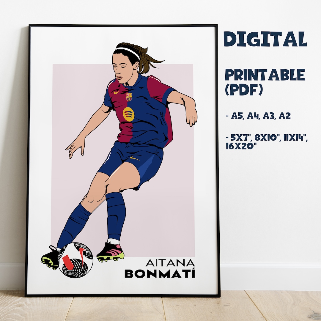 Aitana Bonmati Poster, Aitana Bonmati Print, Soccer Art, Soccer Ball ...