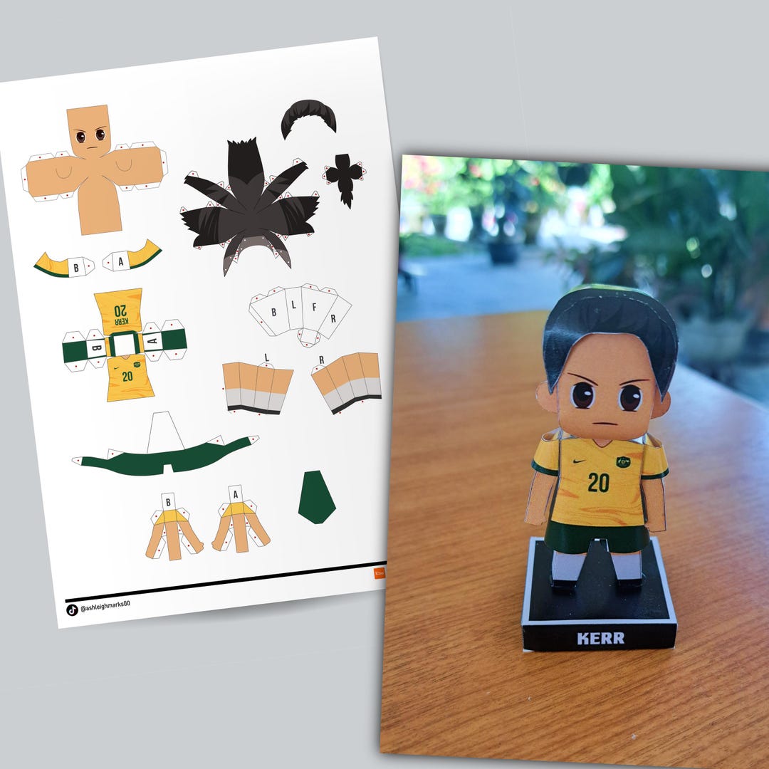 Sam Kerr Papercraft, PDF Template, Personalized Soccer Art, Soccer Ball ...