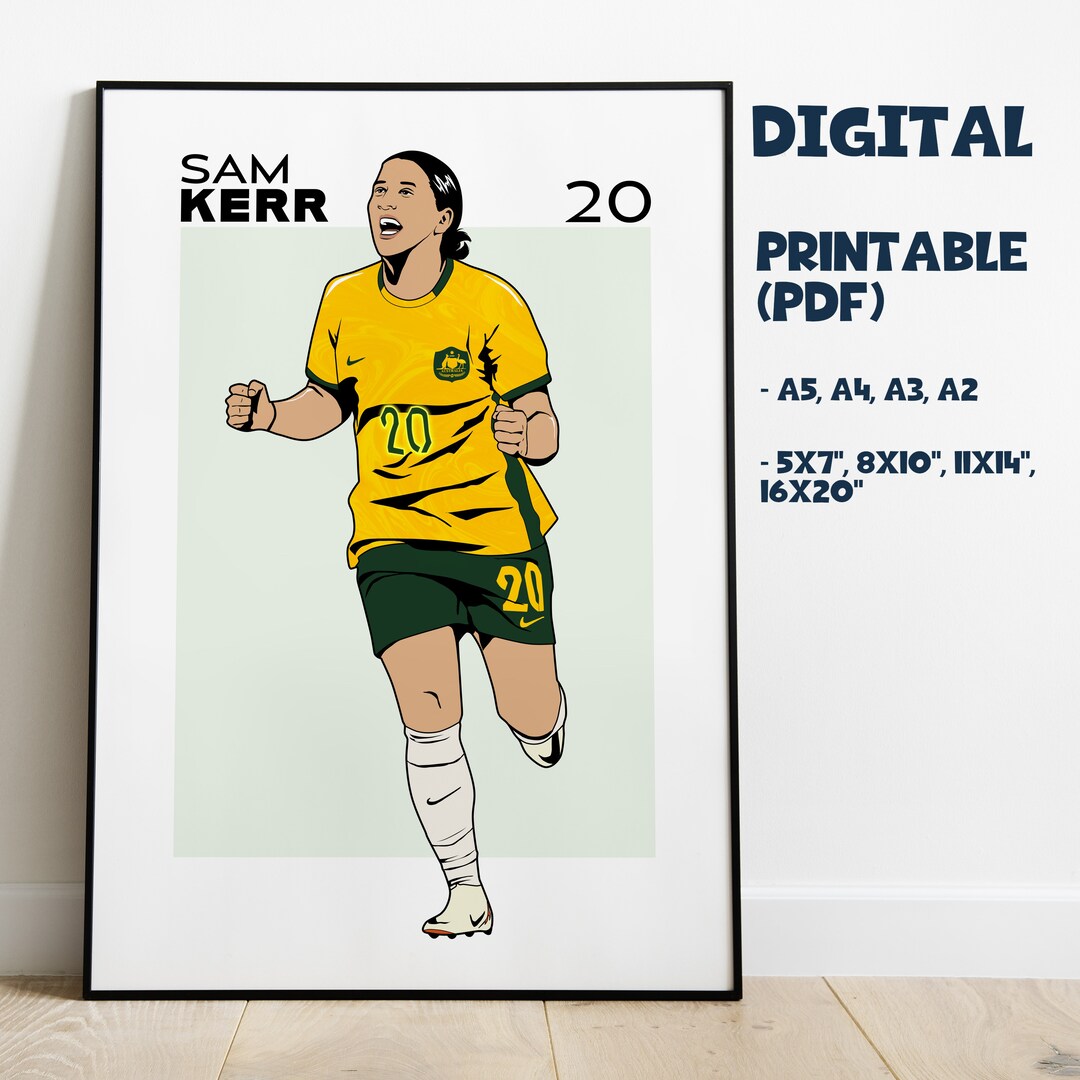 Sam Kerr Poster, Sam Kerr Print, Soccer Art, Soccer Ball Print ...