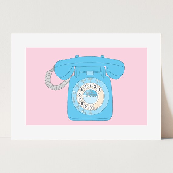 Vintage Telephone Art Print Ready to Frame Retro Art Print | Etsy