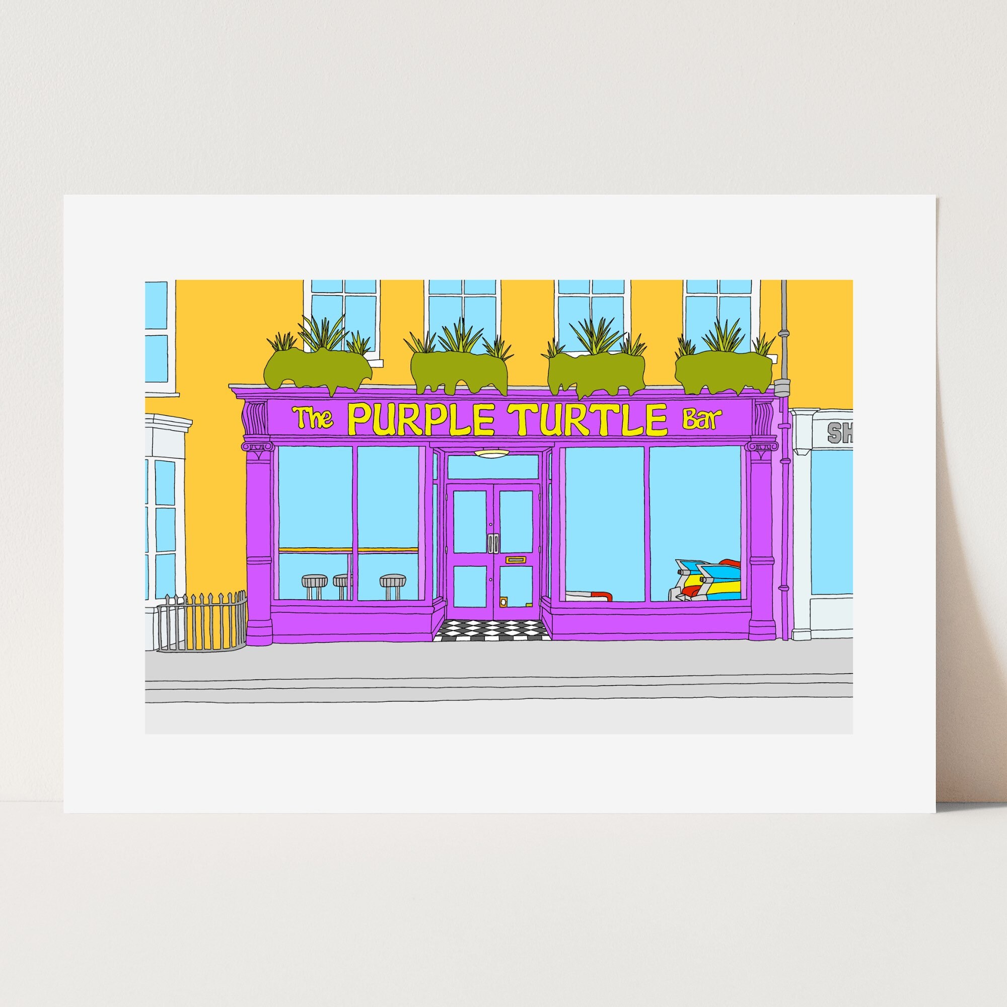 Reading Purple Turtle Art Print, Reading Illustration, Purple Turtle ...