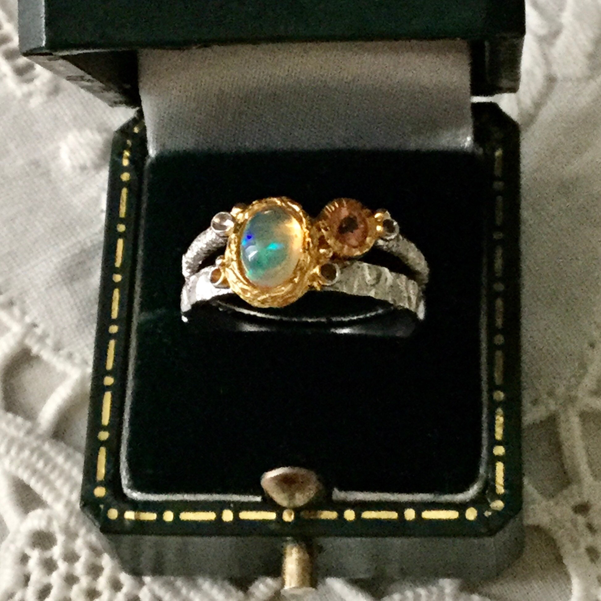 Exceptional Vintage OPALE Yellow SAPPHIRE STERLING Ring | Etsy