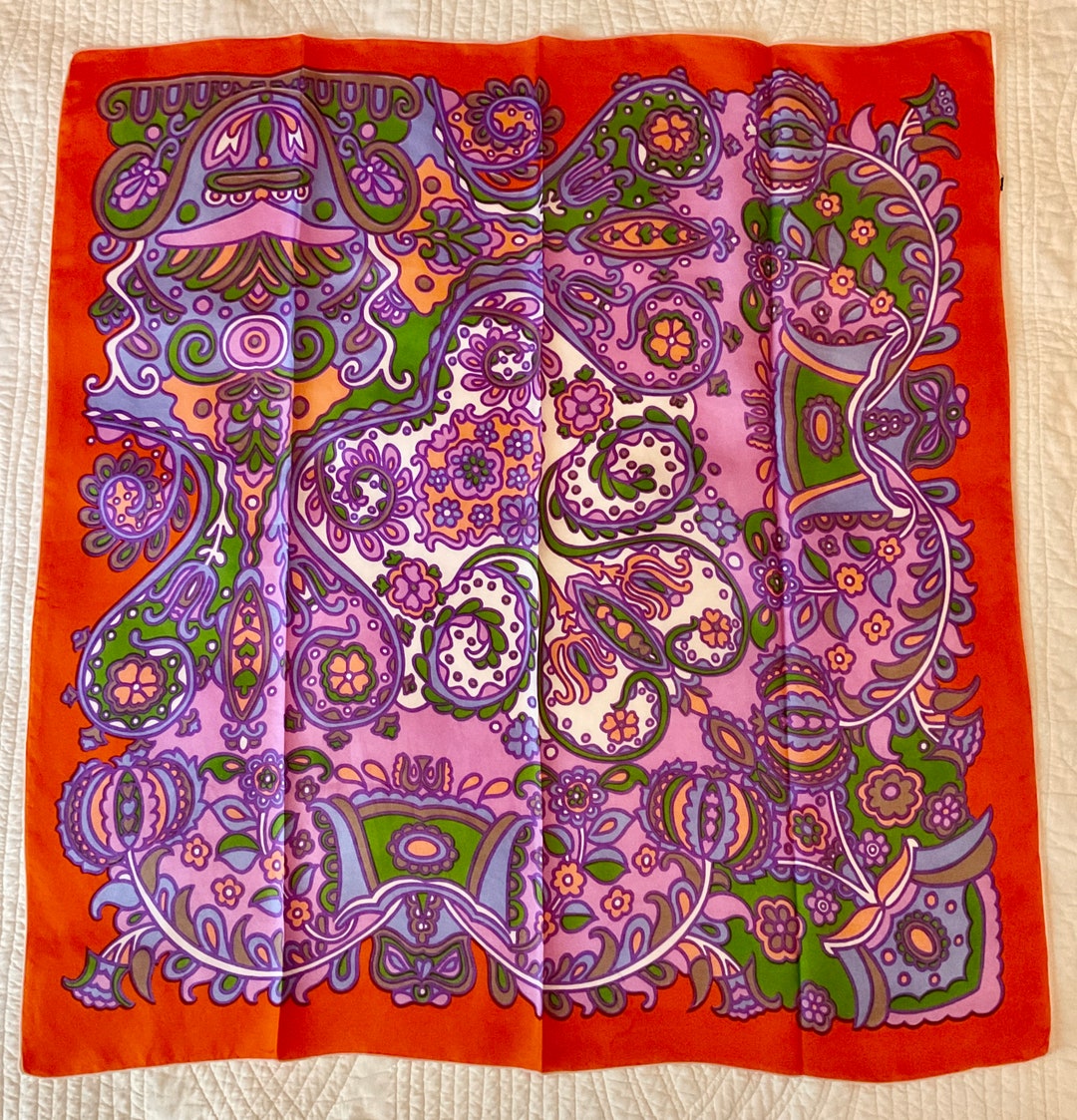 Made in FRANCE PARIS Pure SILK Luxury Vintage Scarf- Haute Couture ...