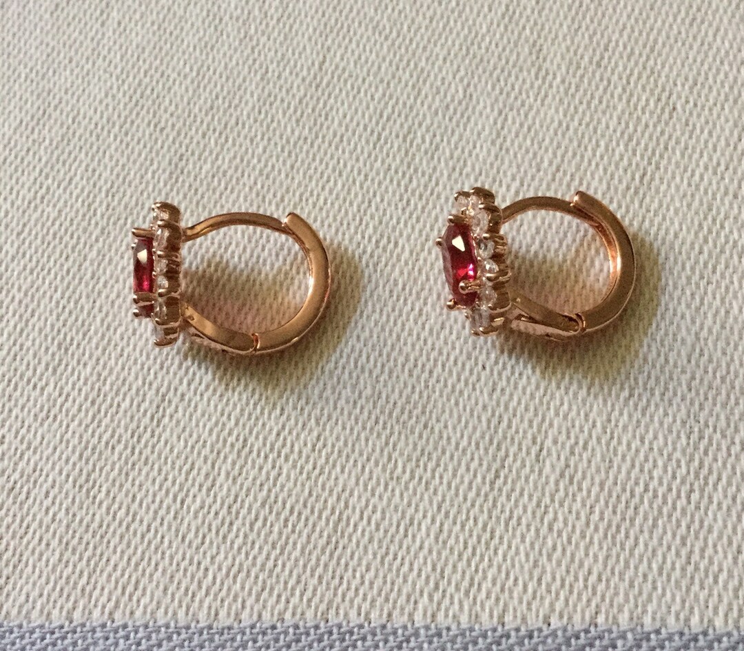 Vintage SPARKLY RUBY Rose GOLD Plated Earrings- Luxury Vintage Jewelry ...