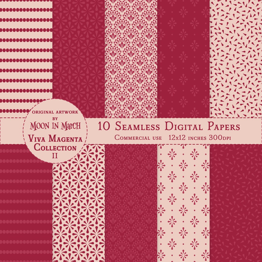 Viva Magenta Digital Papers, Seamless Pattern, Diamonds Designs ...