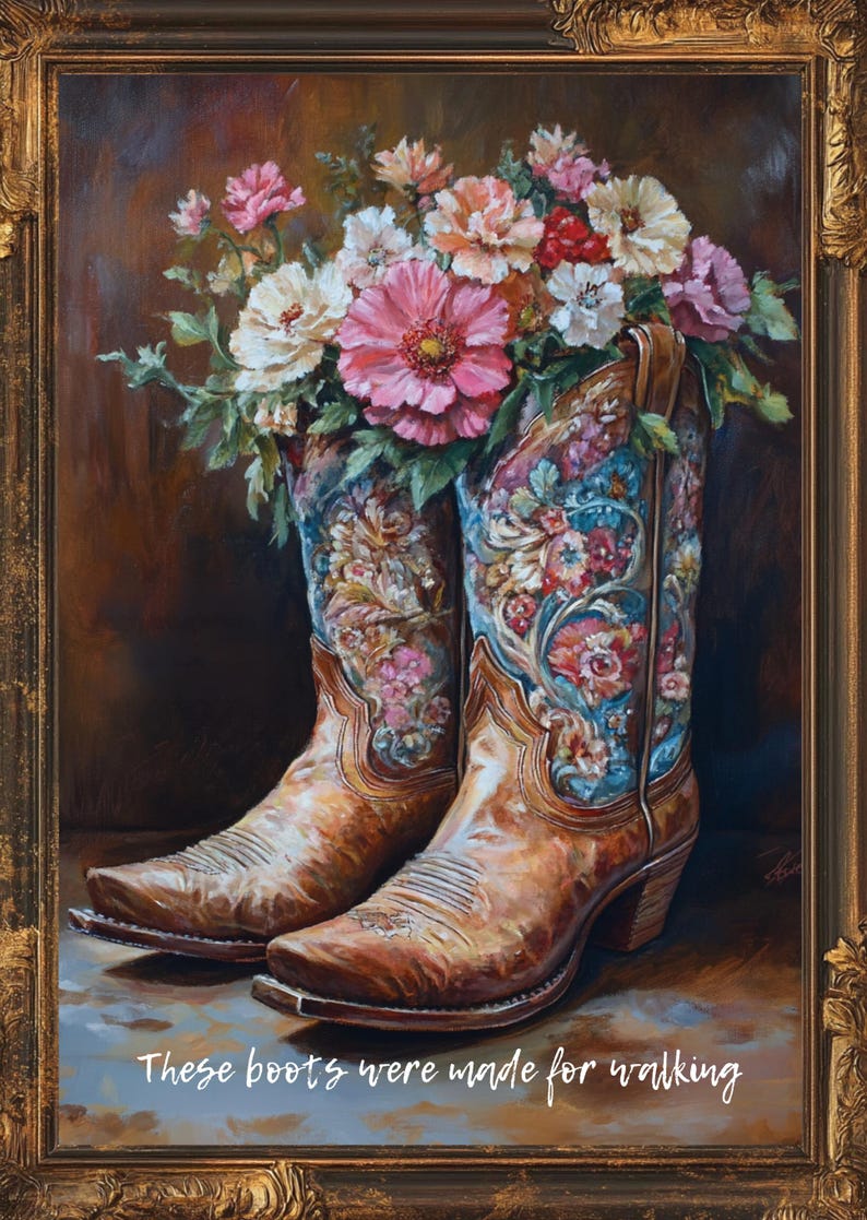 Cowgirl Boots Wall Art, Printable Dorm Room Posters, Preppy Decor ...