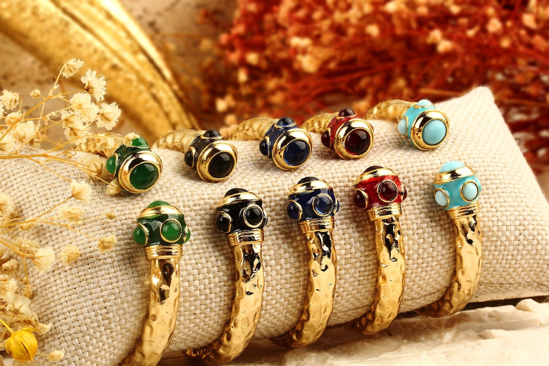 Colorfull Gold Plated Mace Bangle | Turkish Jewelry - Etsy