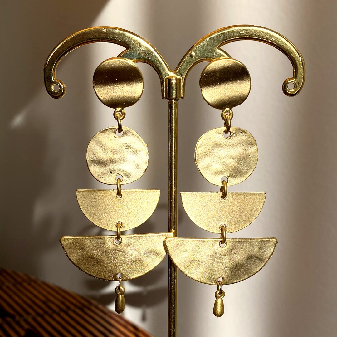 Turkish Hand Texturized Gold Plated Earrings - Etsy