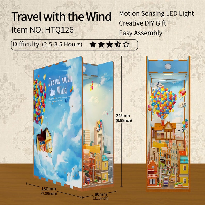 DIY 3D Wooden Miniature House Book Nook Kit: Travel With the Wind - Etsy