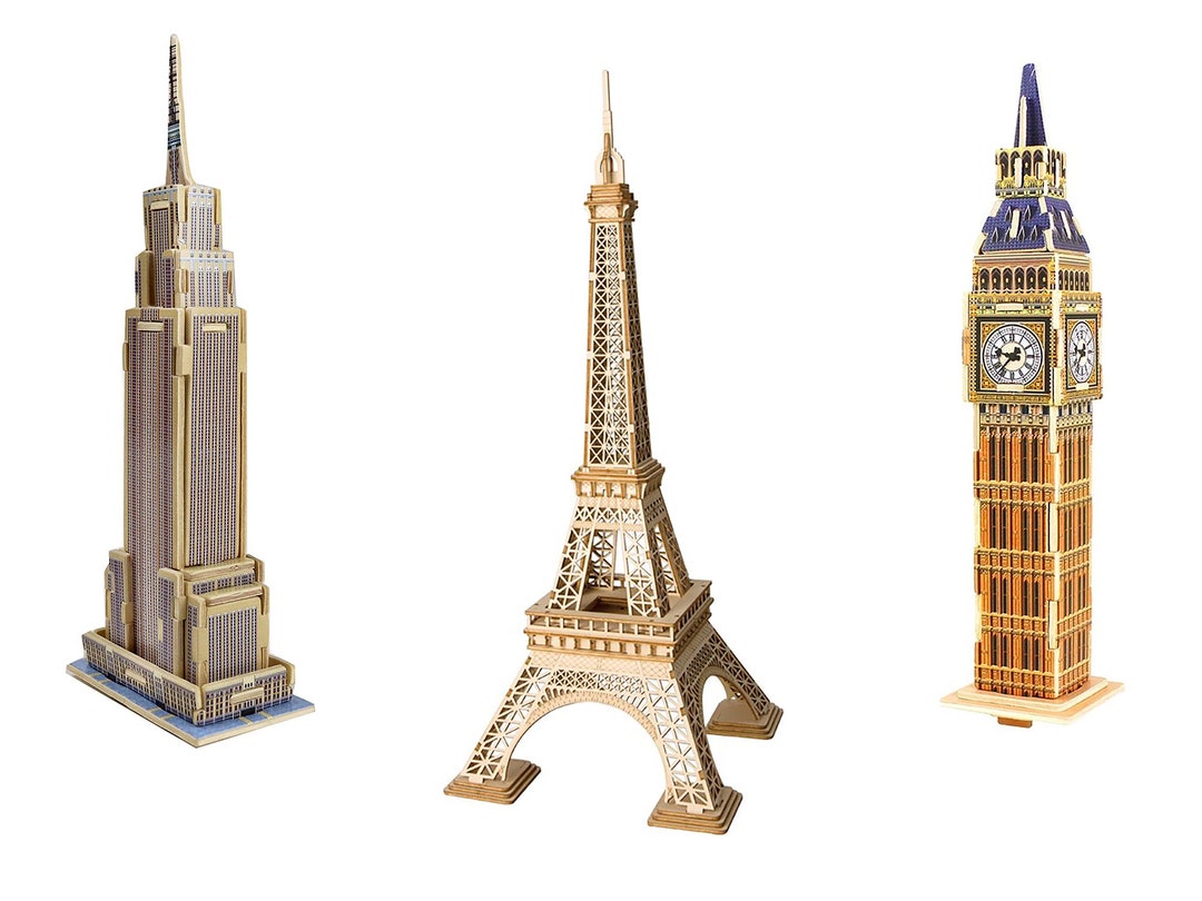 DIY 3D Wooden Buildings Structures Model Puzzle - Etsy