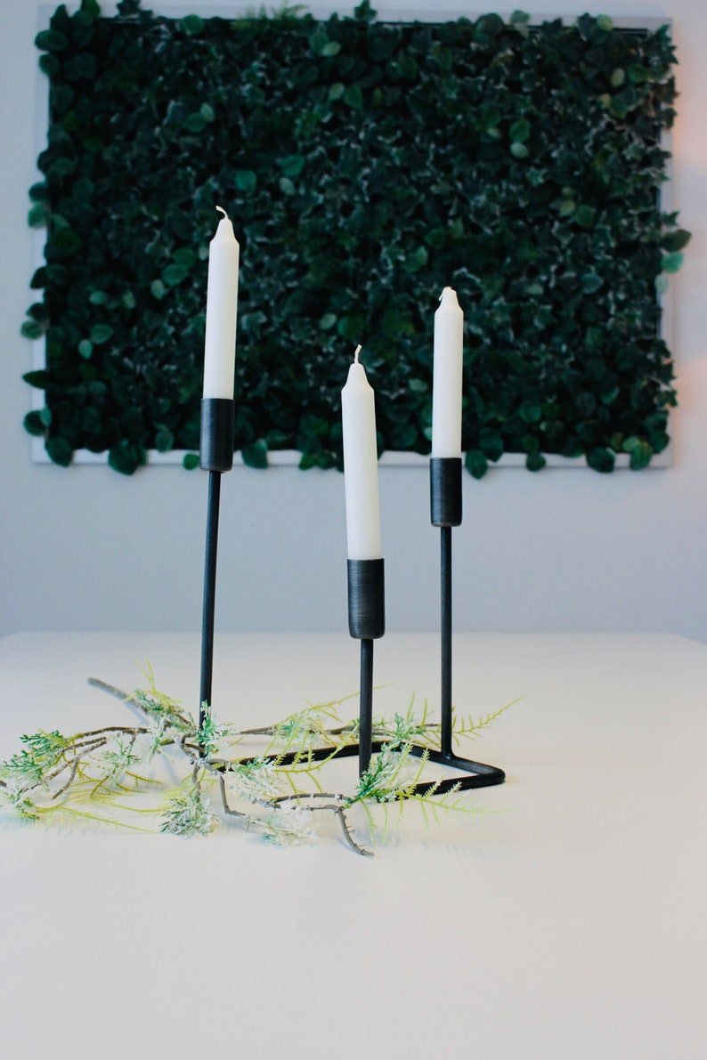 3 Candles Holder Hand Forged Iron Candle Stand - Etsy