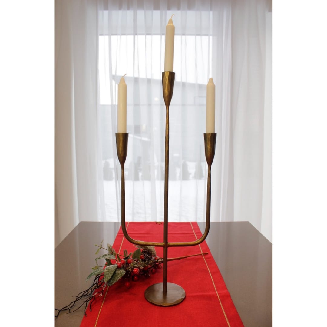 3 Candles Classy Hand Forged Iron Candle Stand - Etsy