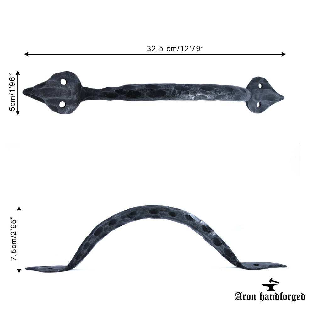 Hand Forged Iron Door Handle, Leaf Design, Barn Gate Pull (32cm) - Etsy