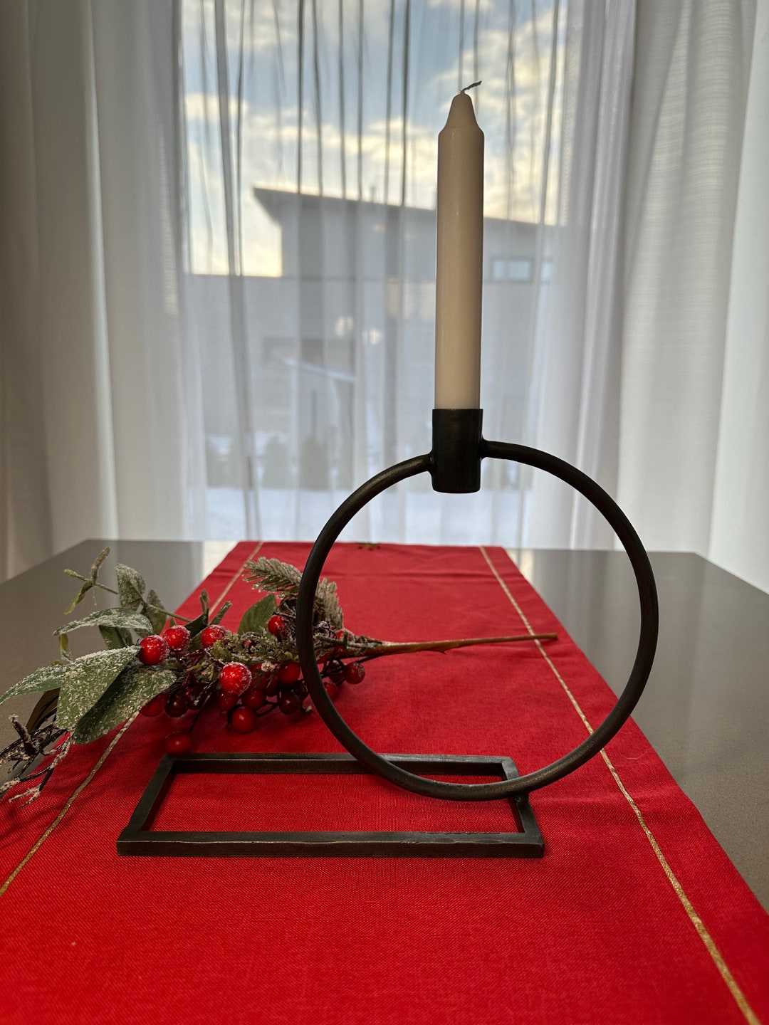 Trendy Circular Candle Stand Hand Forged Candle Stand Holder Iron Stand ...
