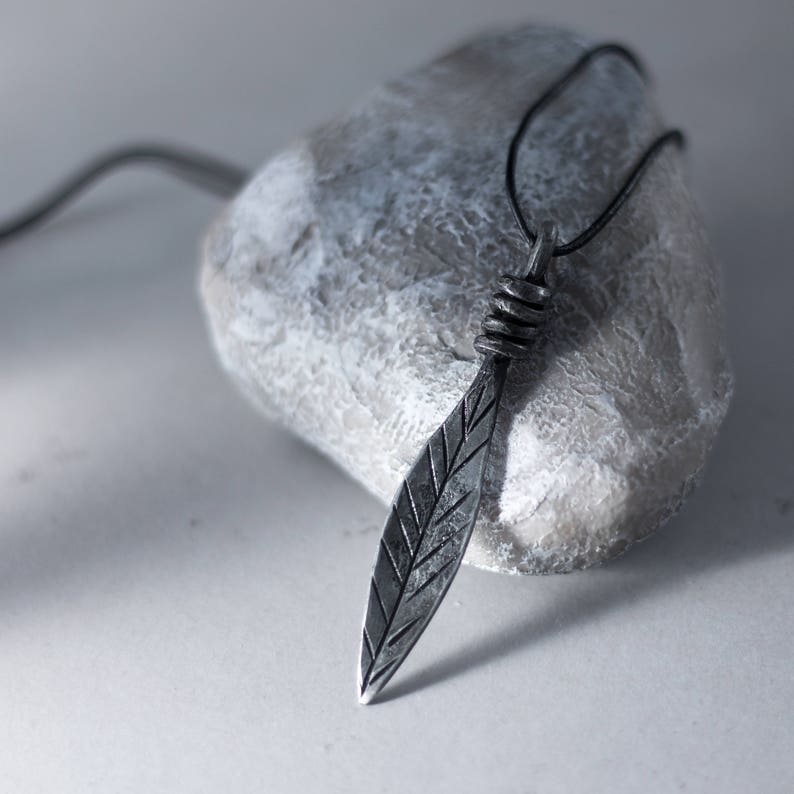 Metal Hand Forged Long Leaf Necklace Blacksmith Zinc Plating - Etsy