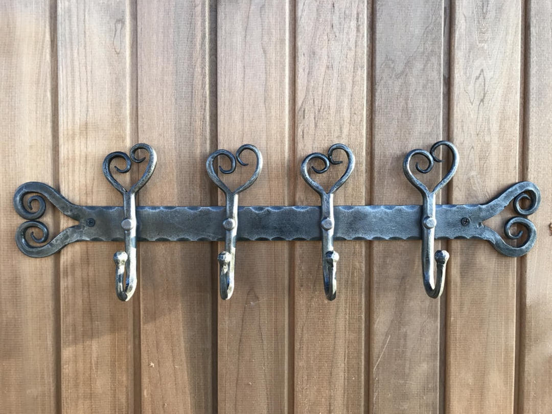 Hand Forged Coat Rack Heart Shape Hand Forged Hook, Clothing Rack, Wall ...