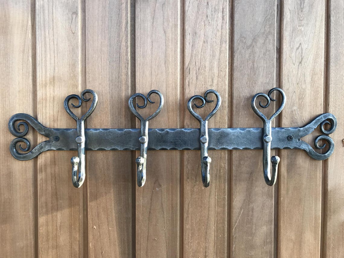Hand Forged Coat Rack Heart Shape Hand Forged Hook Clothing - Etsy