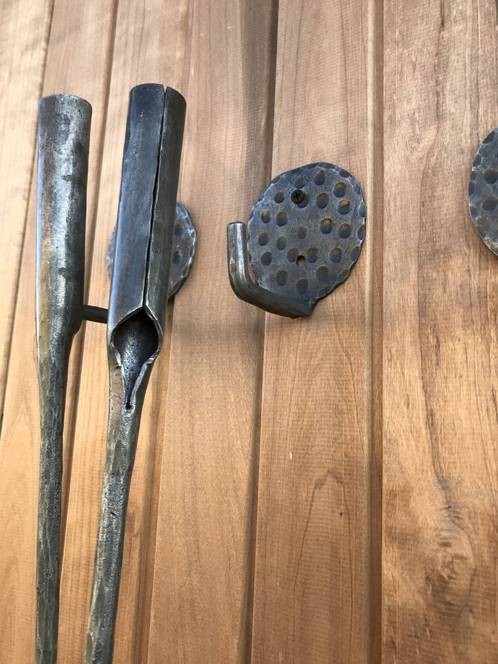 Hand Forged Iron Compact Fireplace Tool Set Poker Tongs Shovel Broom ...