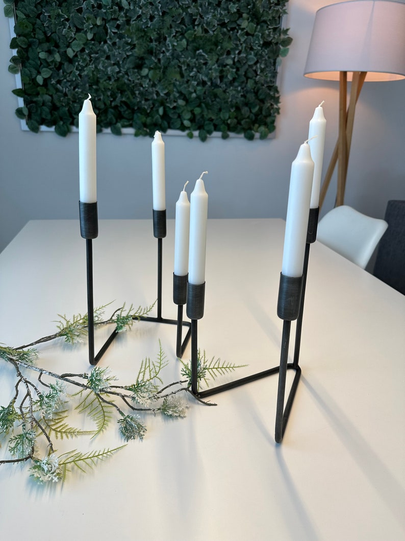 3 Candles Holder Hand Forged Iron Candle Stand - Etsy