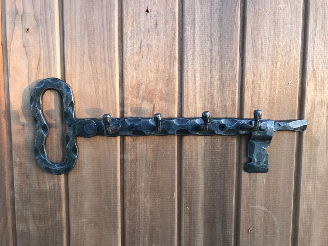 Hand Forged Key Holder, Rustic Wall Hooks, Zinc Plated - Etsy