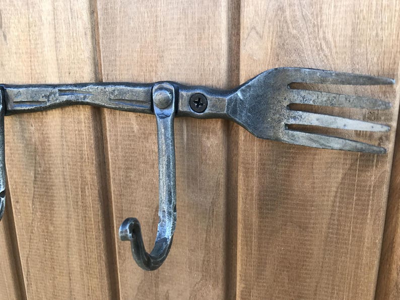 Hand Forged Coat Rack FORK Shape Hand Forged Hook Clothing - Etsy