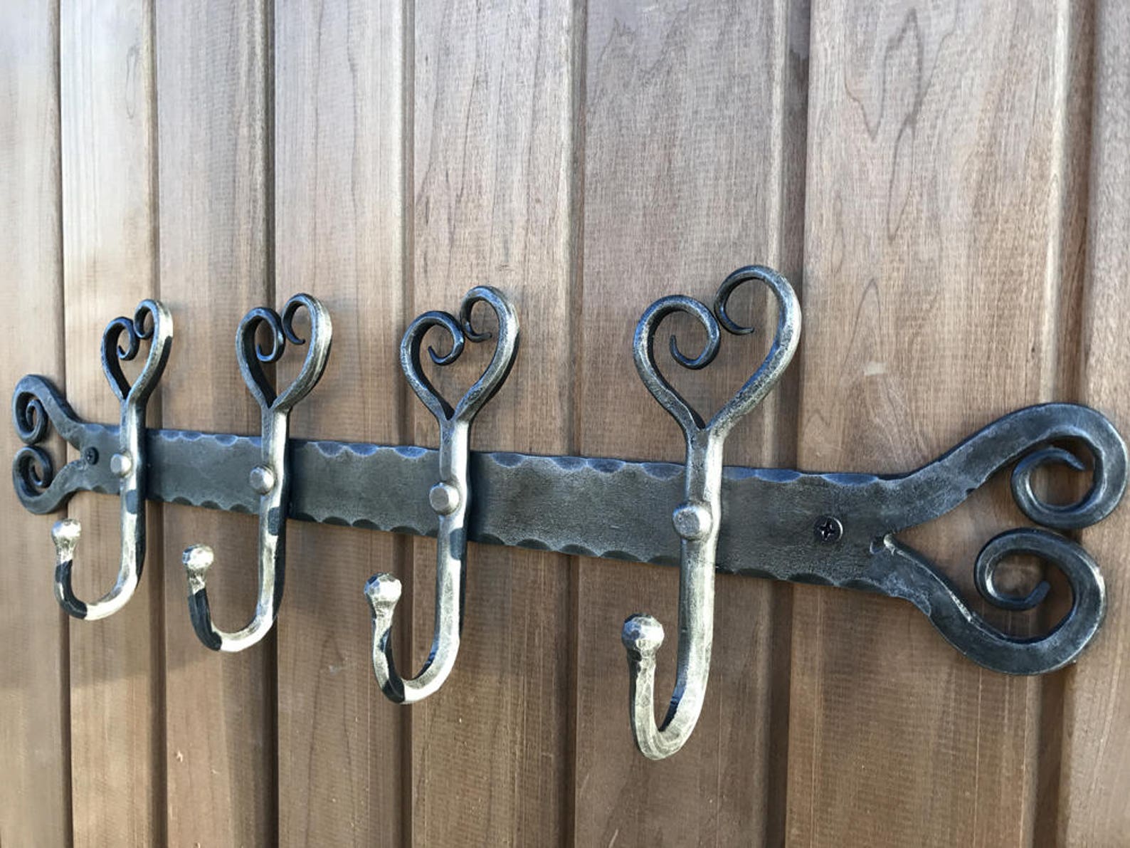 Hand Forged Coat Rack Heart Shape Hand Forged Hook, Clothing Rack, Wall ...